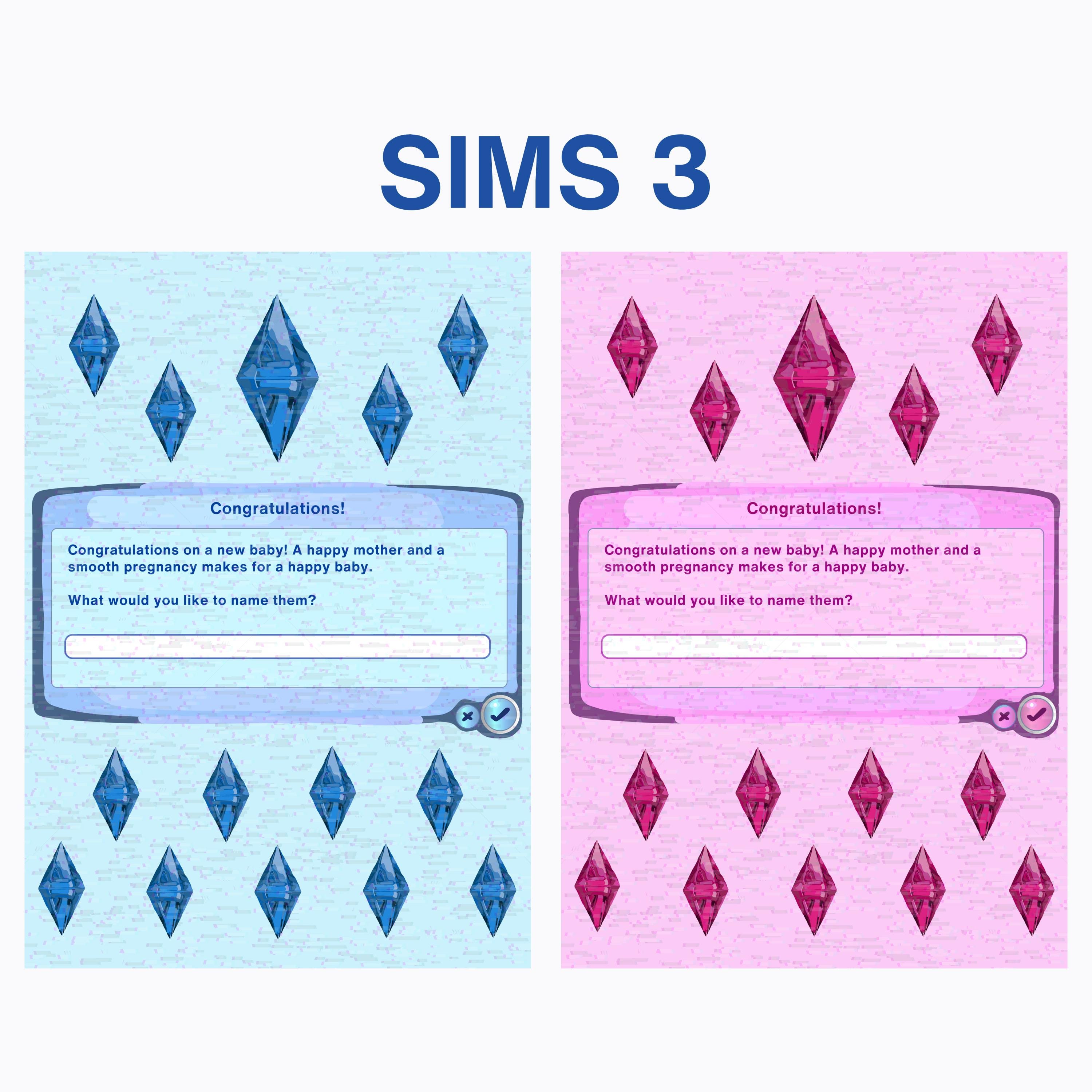 Printable Sims New Baby Card | Customizable Name, Sims-themed Birth ...