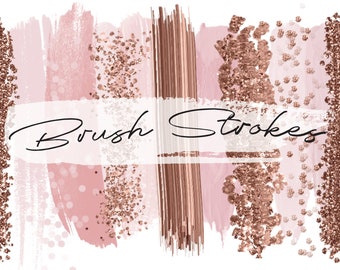 Rose Gold Brush Strokes Rose Gold Clipart Rose Gold - Etsy