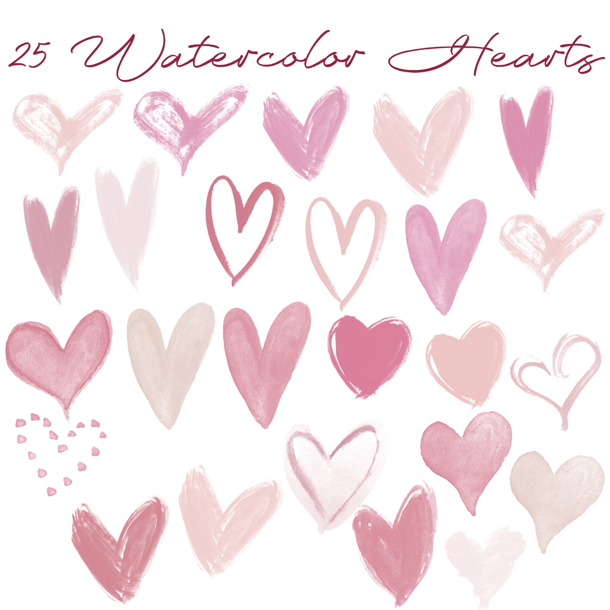 Watercolor Heart Clipart Gold Glitter Hearts Watercolor | Etsy