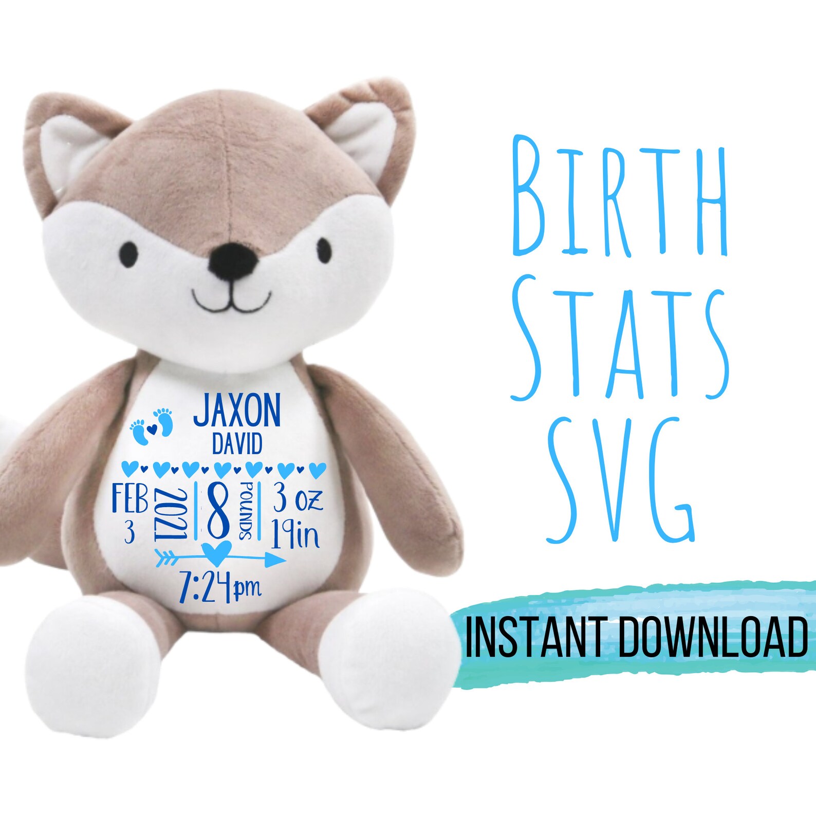 Sly the Fox Birth Statistics SVG Instant Download Fox Birth - Etsy