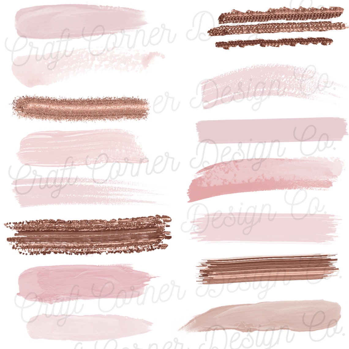 Rose Gold Glitter Brush Strokes Rose Gold and Blush Brush - Etsy