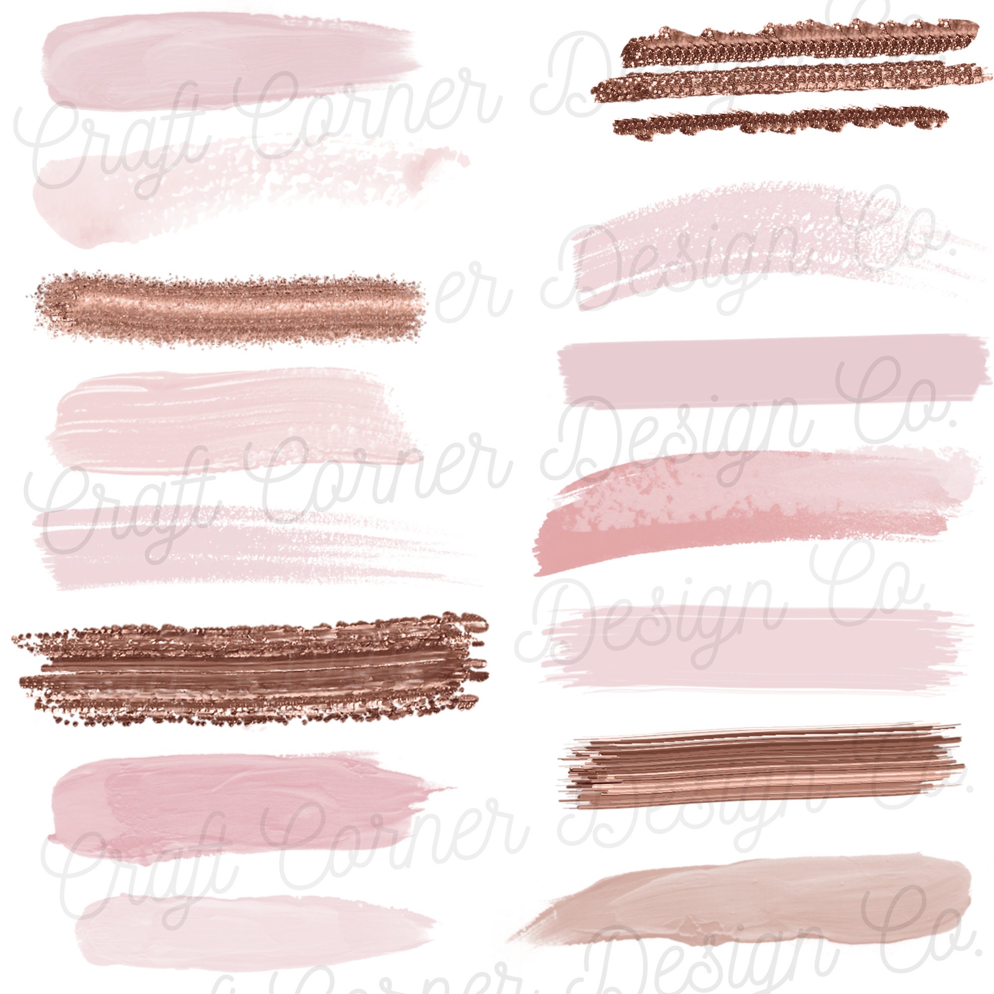 Rose Gold Glitter Brush Strokes Rose Gold and Blush Brush - Etsy