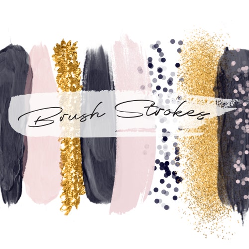 Fall Brush Strokes Clipart Autumn Glitter Watercolor Paint - Etsy