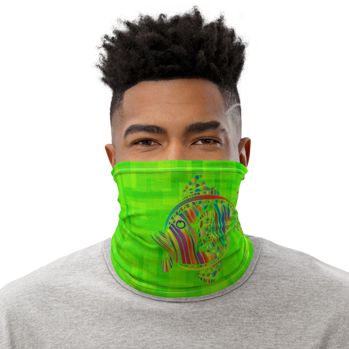Fish Neck Gaiter Neon Green Multi-color Fish Neck Gaiter - Etsy