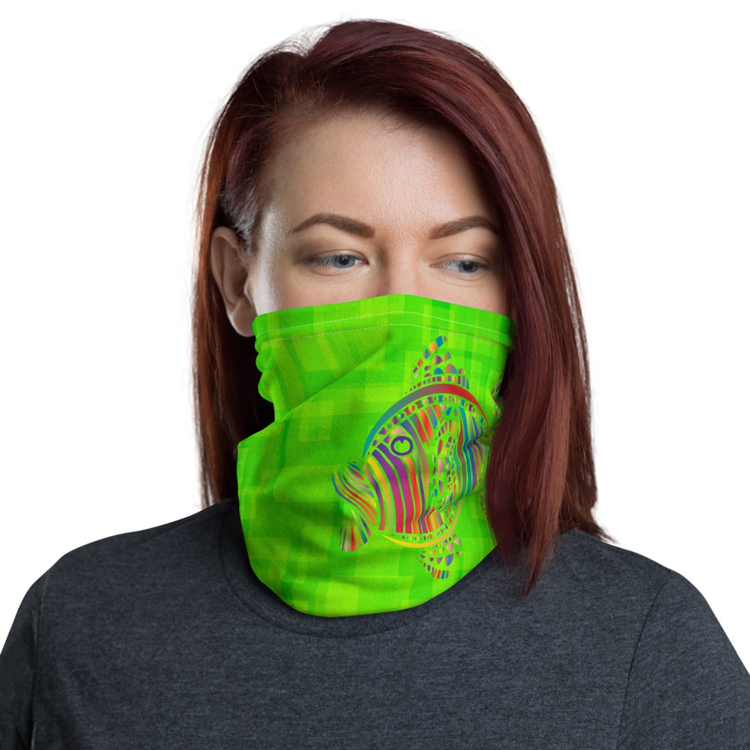 Fish Neck Gaiter Neon Green Multi-color Fish Neck Gaiter - Etsy