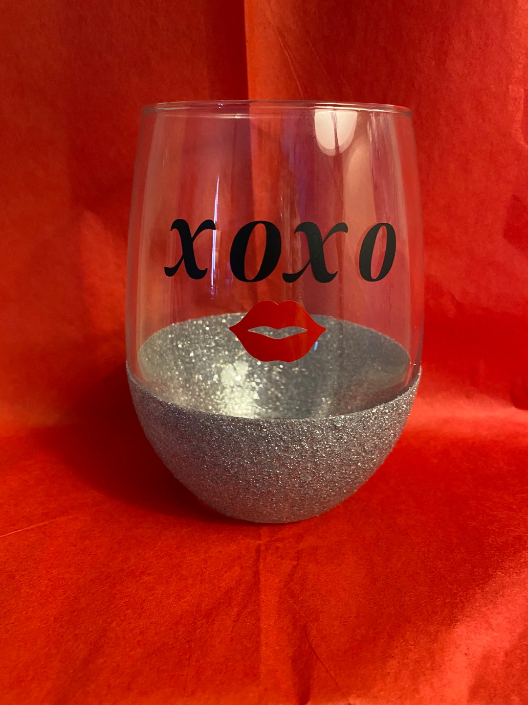 XOXO Valentines Day Wine Glass Lips Wine Lovers Wine Glasses - Etsy.de
