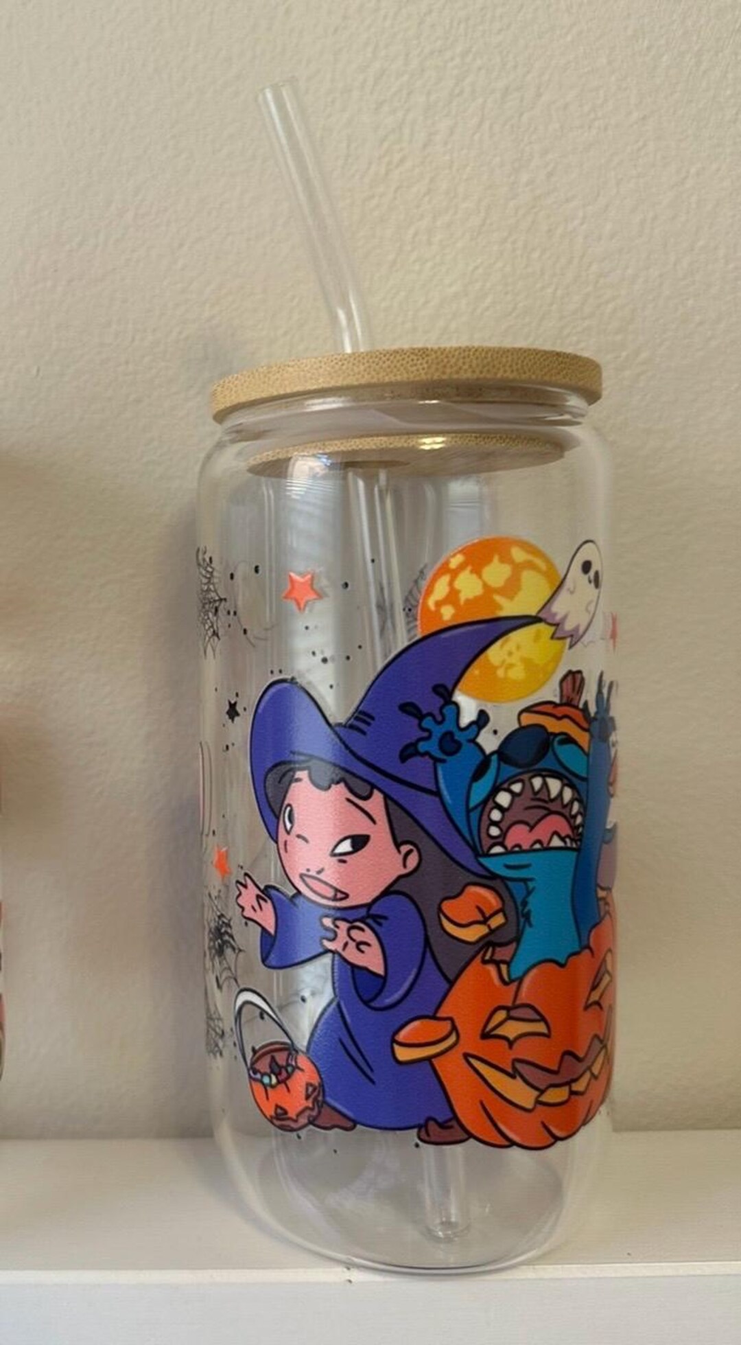 16oz Glass Libby Cup Dis LILO Halloween Stitch Park Day|princess| Glads ...