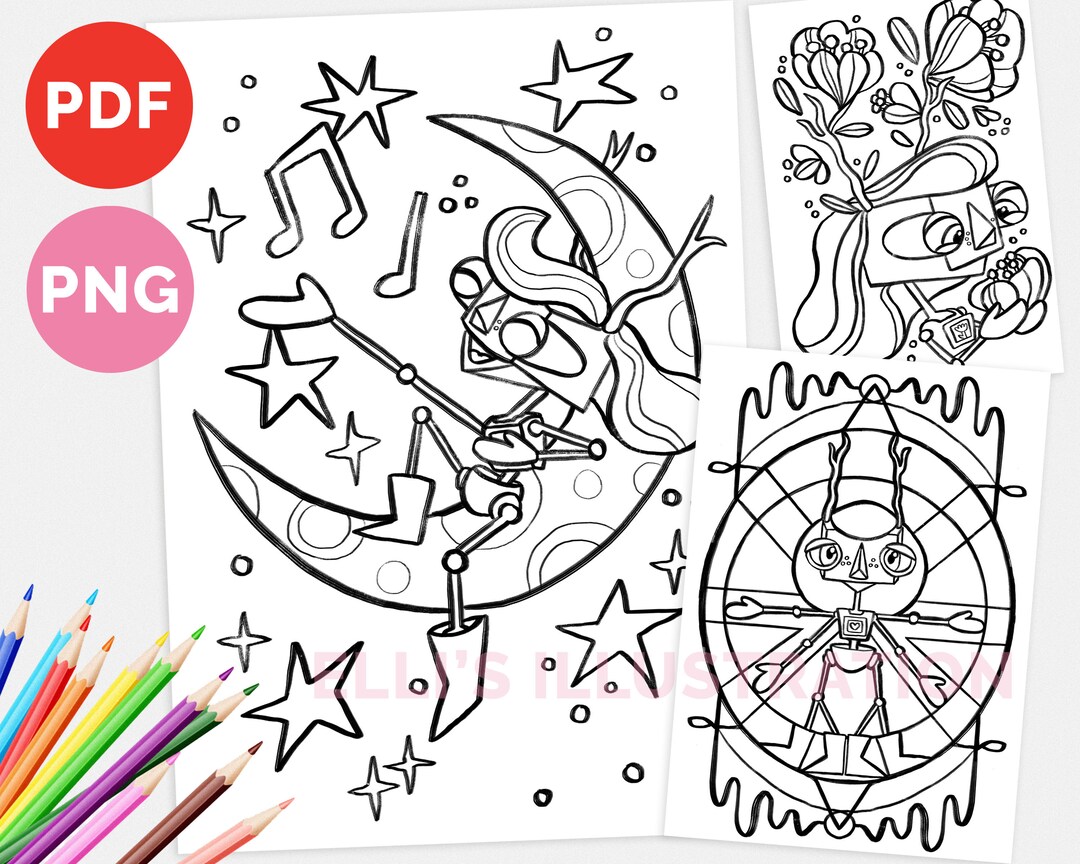 Coloring Page | Robot Pihka is My Name | Printable | Instant Download ...