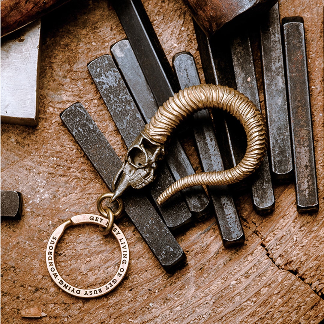Goat Skull Key Hook S Hanger Key Ring Goat Horn Key Chain Solid Brass ...