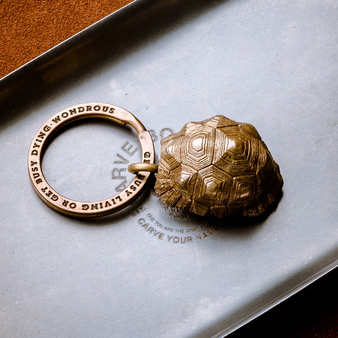Turtle Shell Bell Key Chain Solid Brass Key Ring EDC Charm Gothic and ...