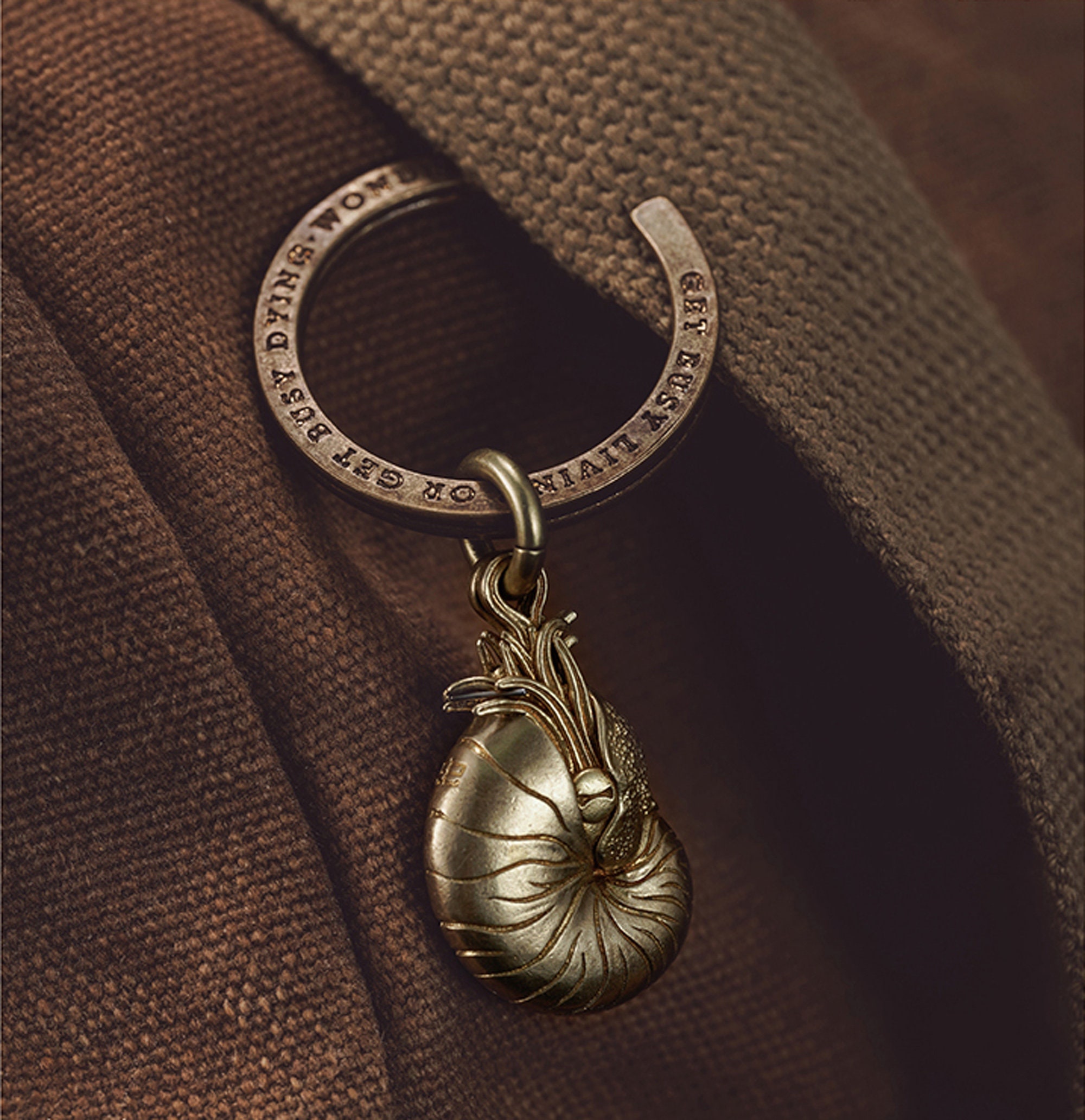 Nautilus Key Chain Solid Brass Key Ring EDC Charm Gothic and - Etsy