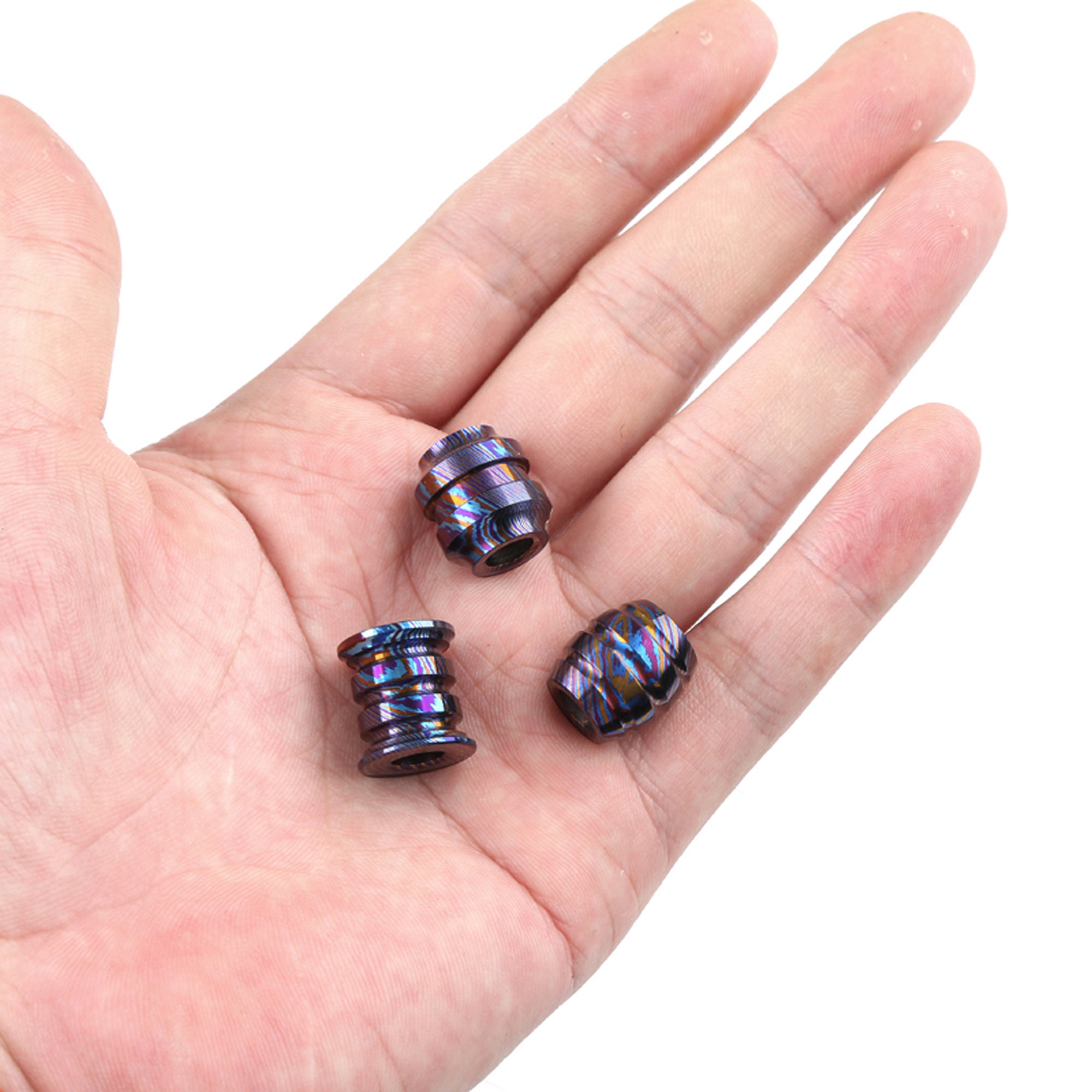 Paracord Bead Mokuti Titanium Damascus Timascus Lanyard Knife | Etsy