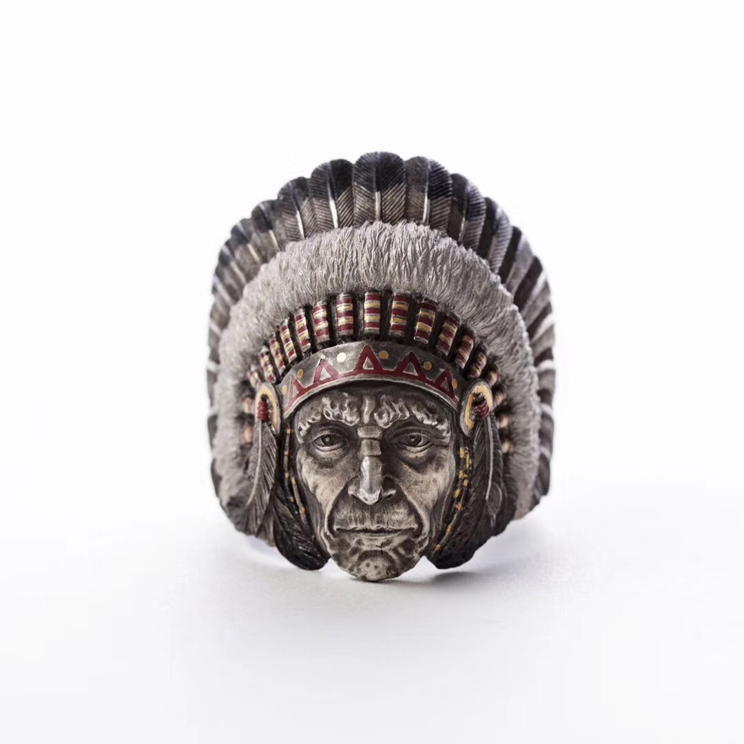 Native American Ring 925 Sterling Silver With 24K Gold Inlay Indian ...