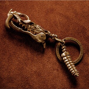 Viper Head Bone Clip Key Chain Solid Brass Snake Bone Key Ring - Etsy