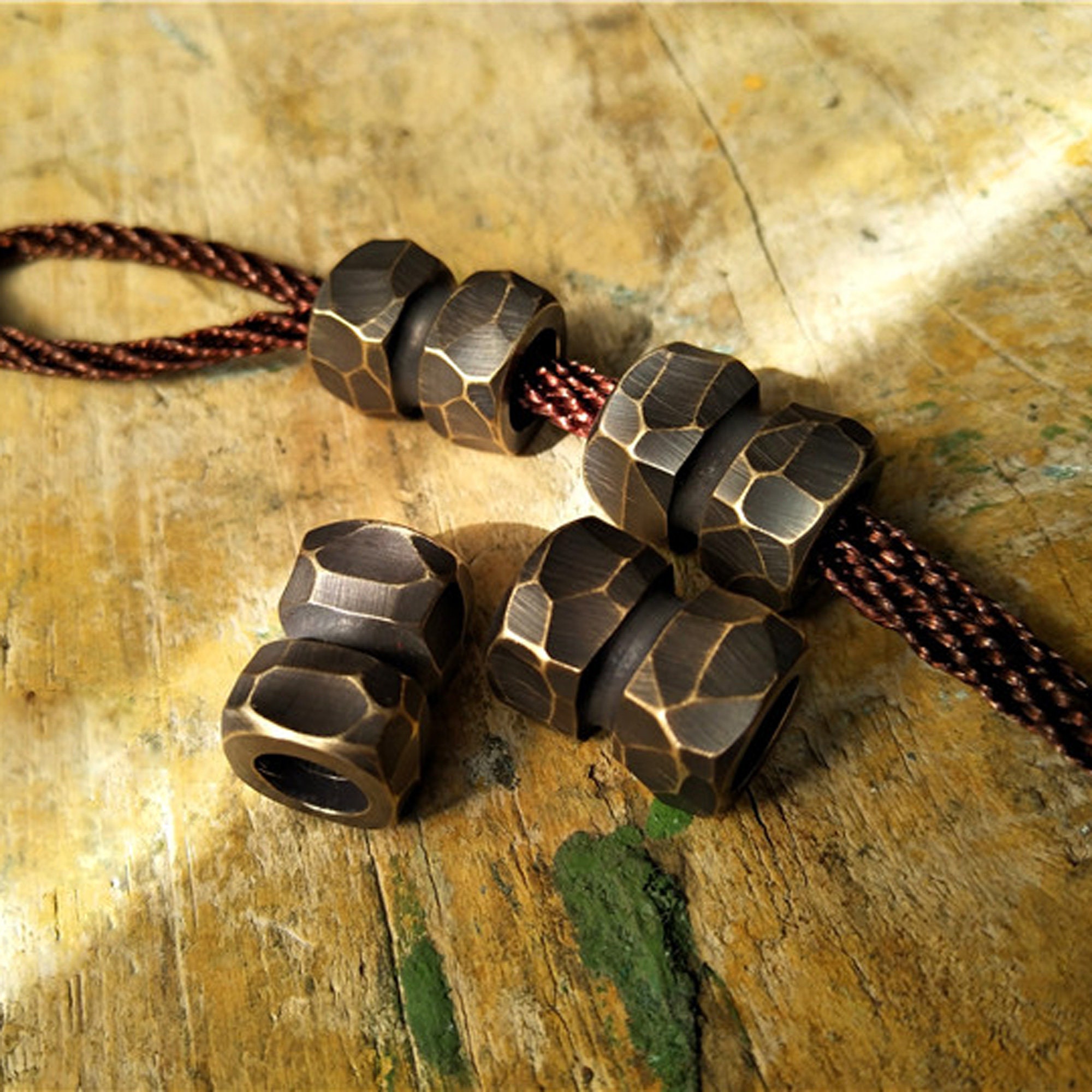 Paracord Bead brass Bead Small Stone Texture - Etsy