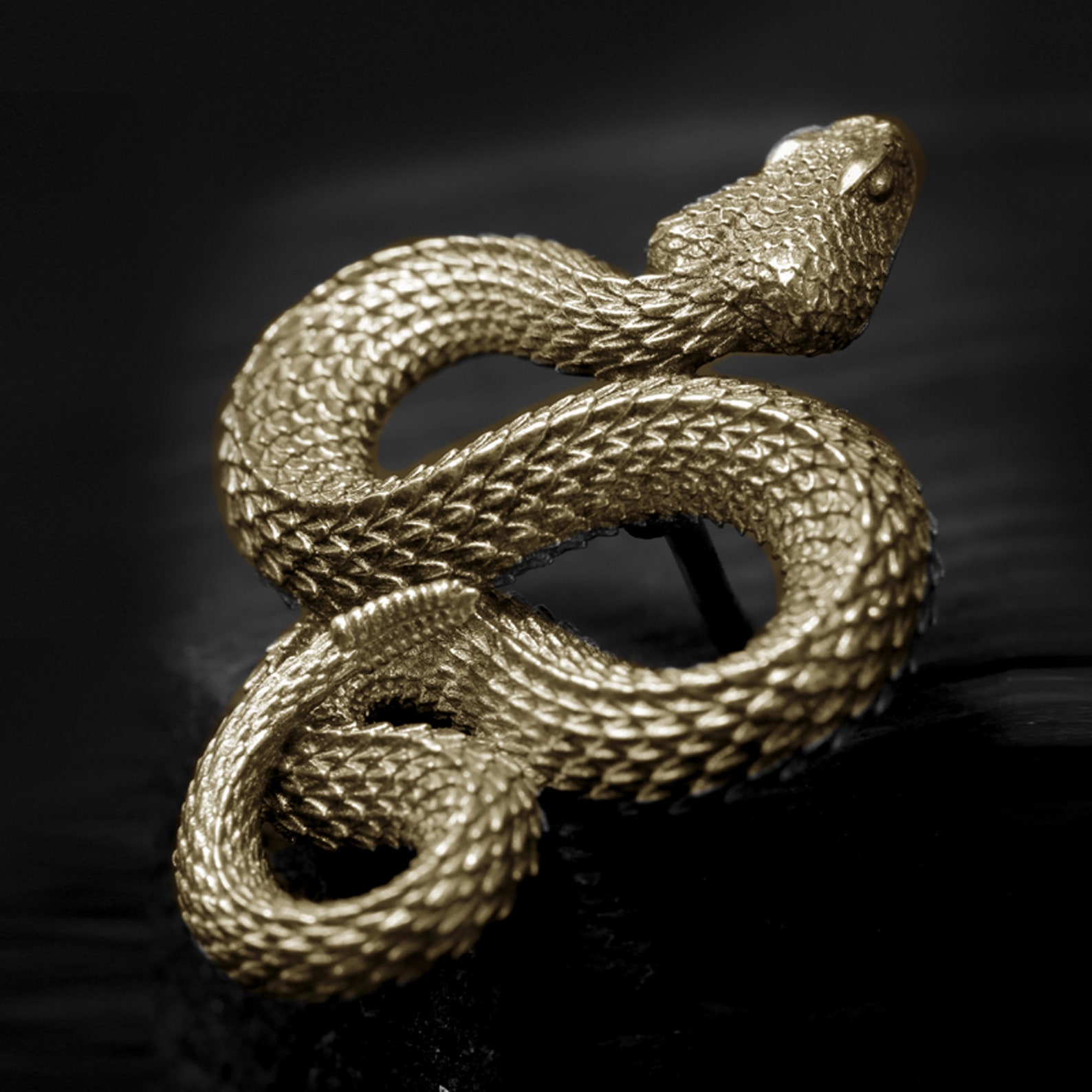 Rattlesnake Tie Tack Brooch Solid Brass Snake Collar Pin Tie - Etsy