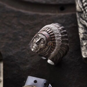 Native American Ring 925 Sterling Silver With 24K Gold Inlay Indian ...