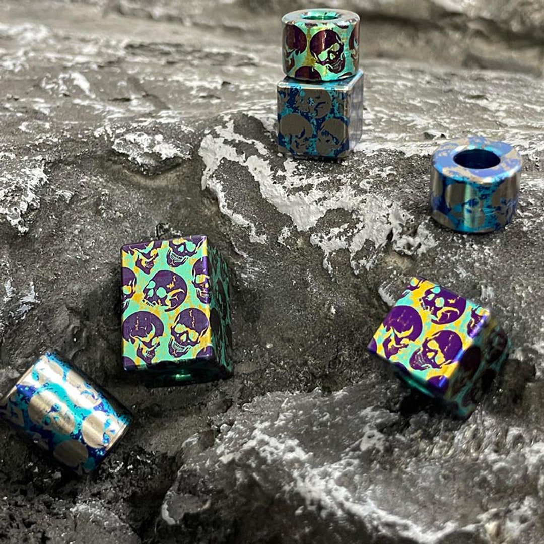 Paracord Bead skulls Anodized Pattern Titanium Bead Handmade Colorful ...