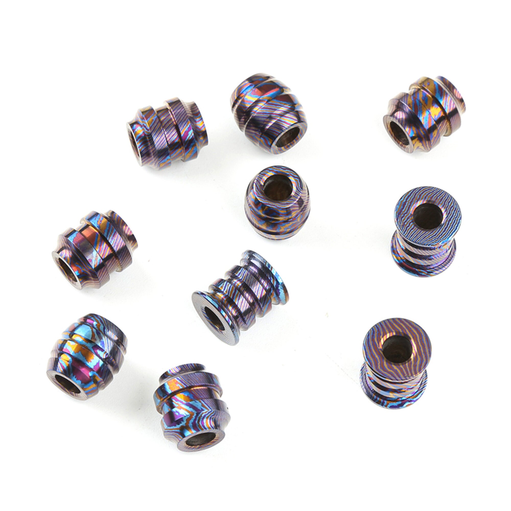 Paracord Bead Mokuti Titanium Damascus Timascus Lanyard Knife | Etsy