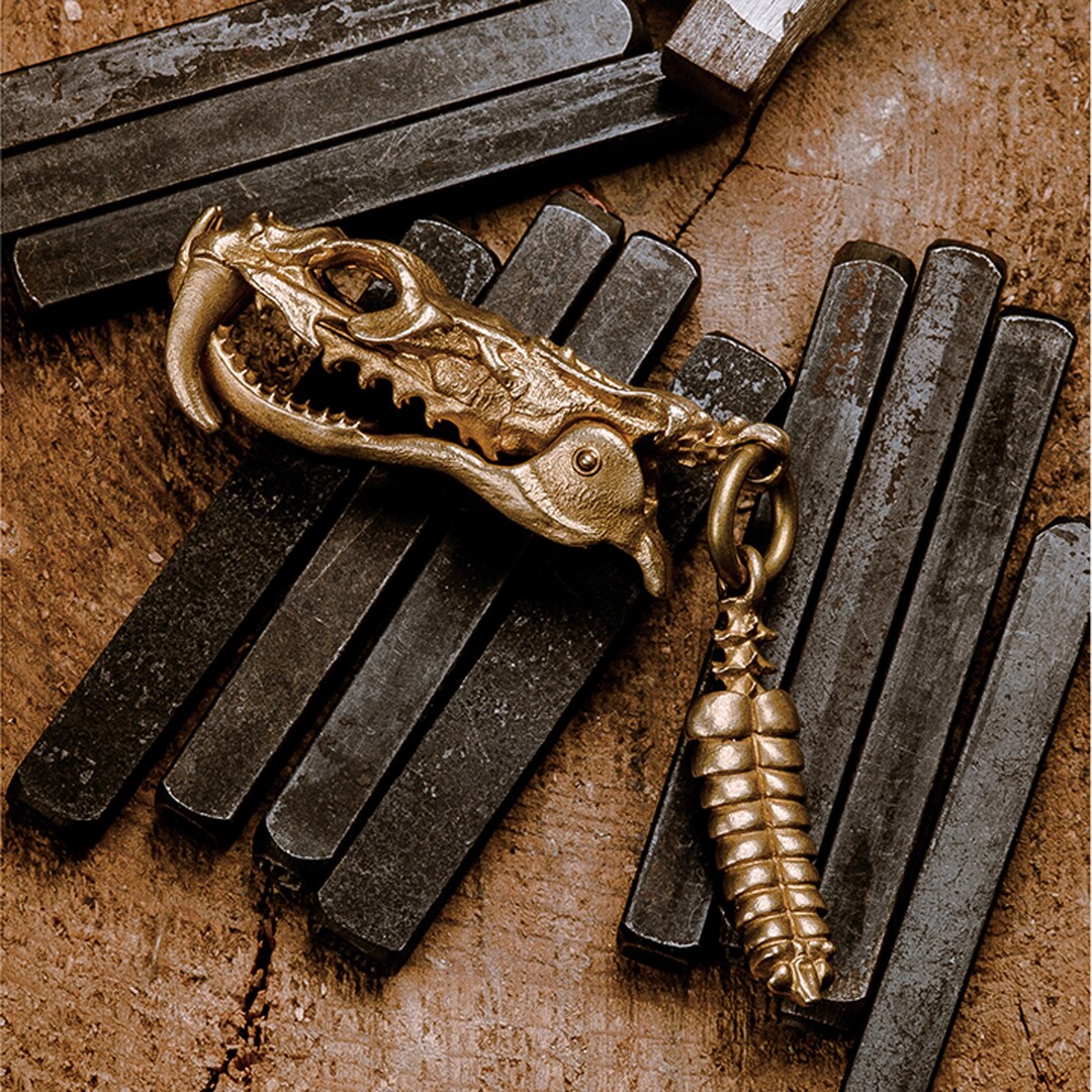Viper Head Bone Clip Key Chain Solid Brass Snake Bone Key Ring EDC ...