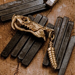 Viper Head Bone Clip Key Chain Solid Brass Snake Bone Key Ring EDC ...