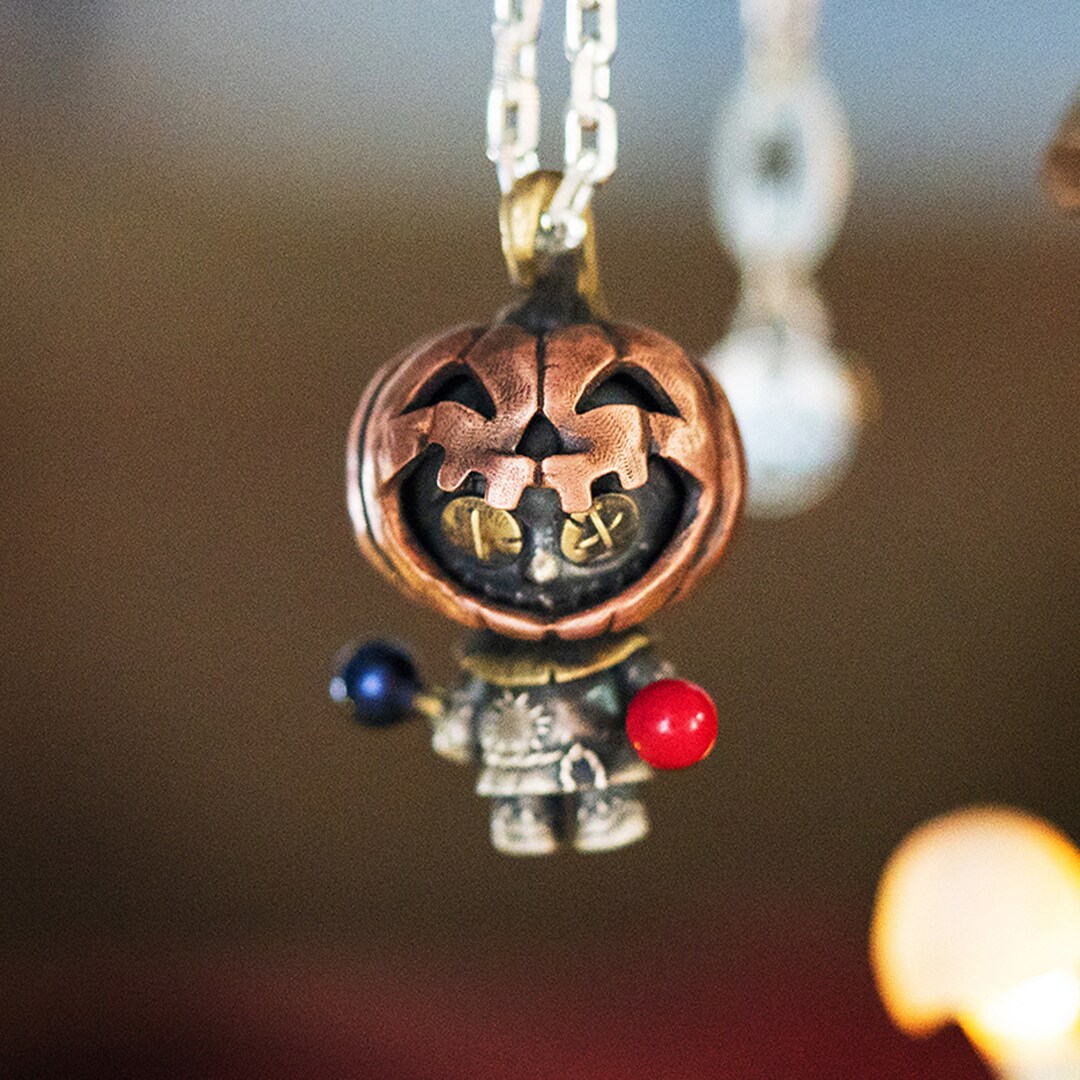 Pumpkin Voodoo Style Doll With Movable Joints Necklace for Girl or Boy ...