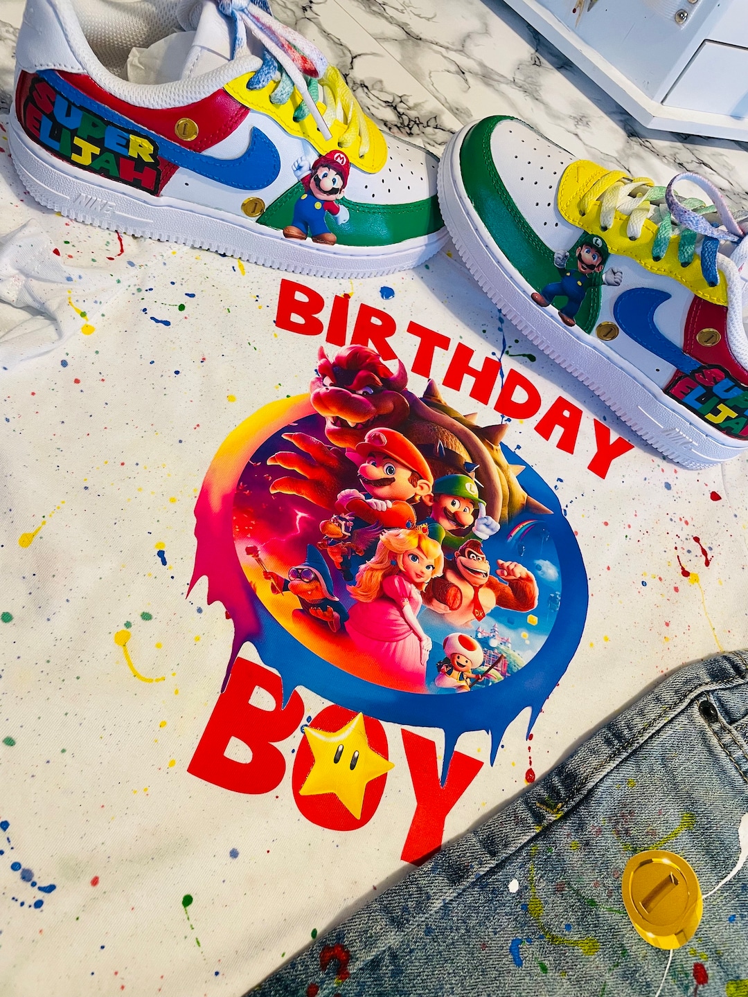 Mario Outfit, Super Mario Bros Outfit , Mario and Luigi Birthday Outfit ...