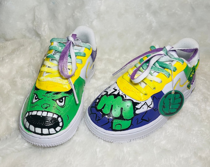 Hulk Themed Painted Kids Vans - Etsy