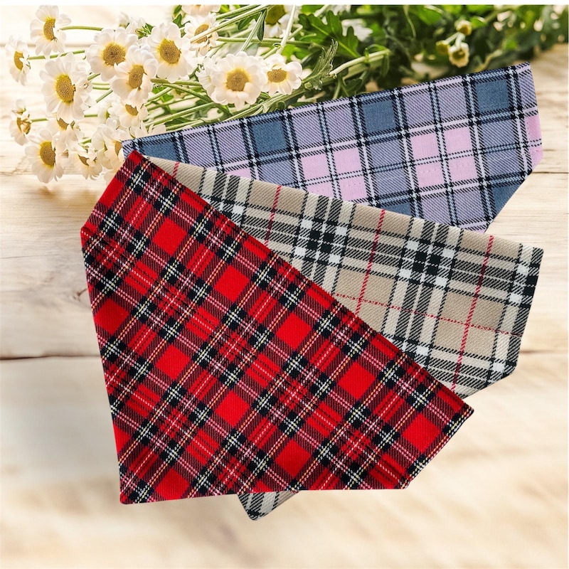 Red Tartan Bandana Dog - Etsy UK