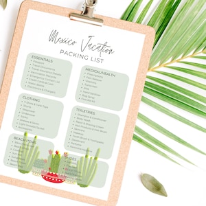 Mexico Vacation Packing List, Mexican Travel Checklist, Digital ...