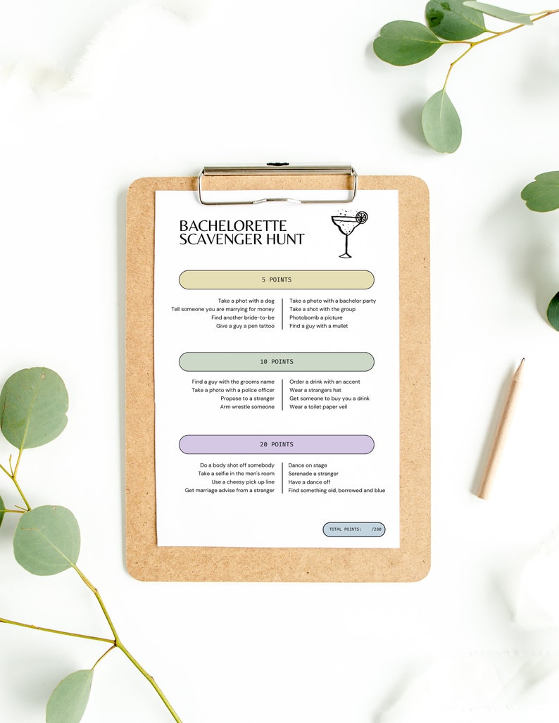 Bachelorette Scavenger Hunt Bar Crawl Game White/cream, Digital ...