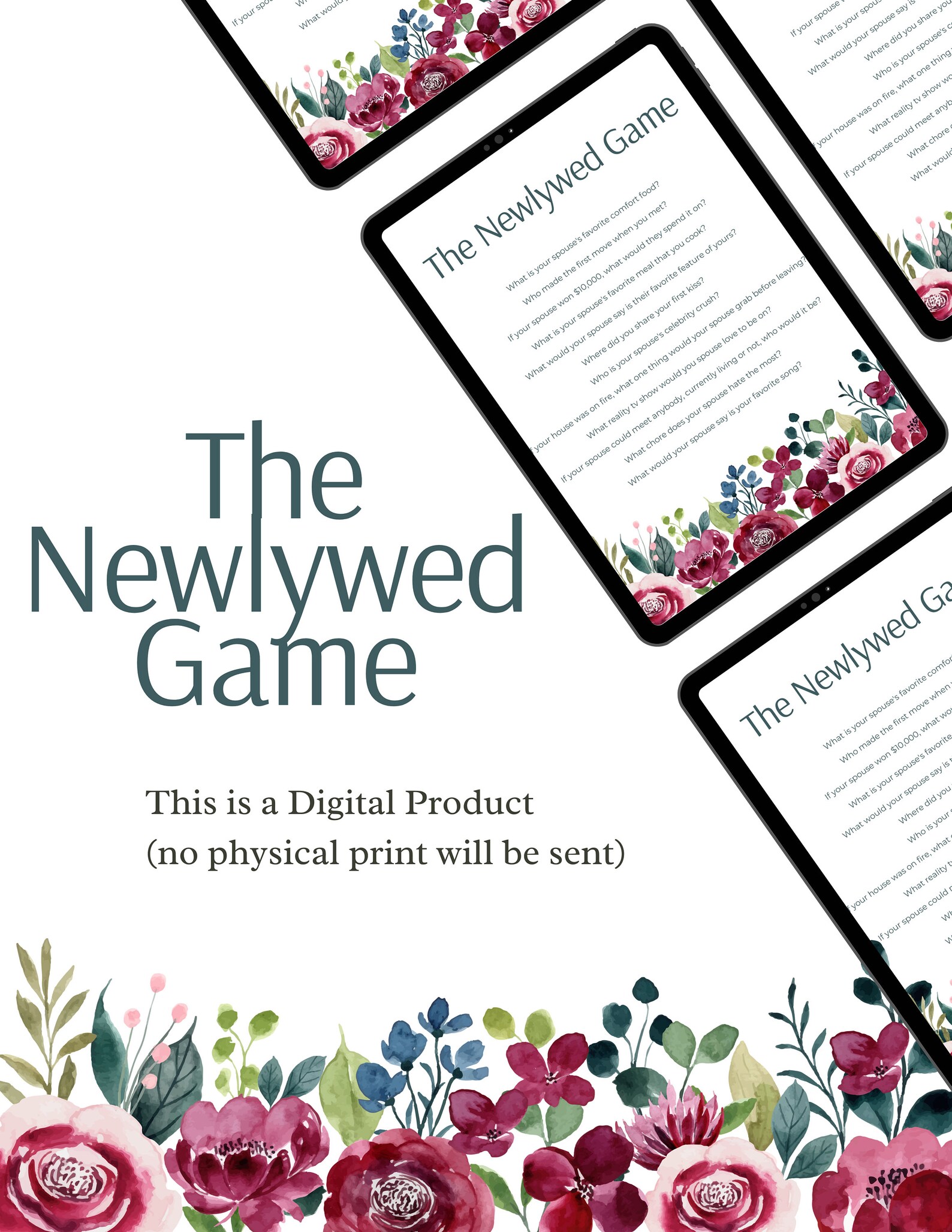 The Newlywed Game Purple Pink Flowers, Bridal Shower, Bachelorette Game ...