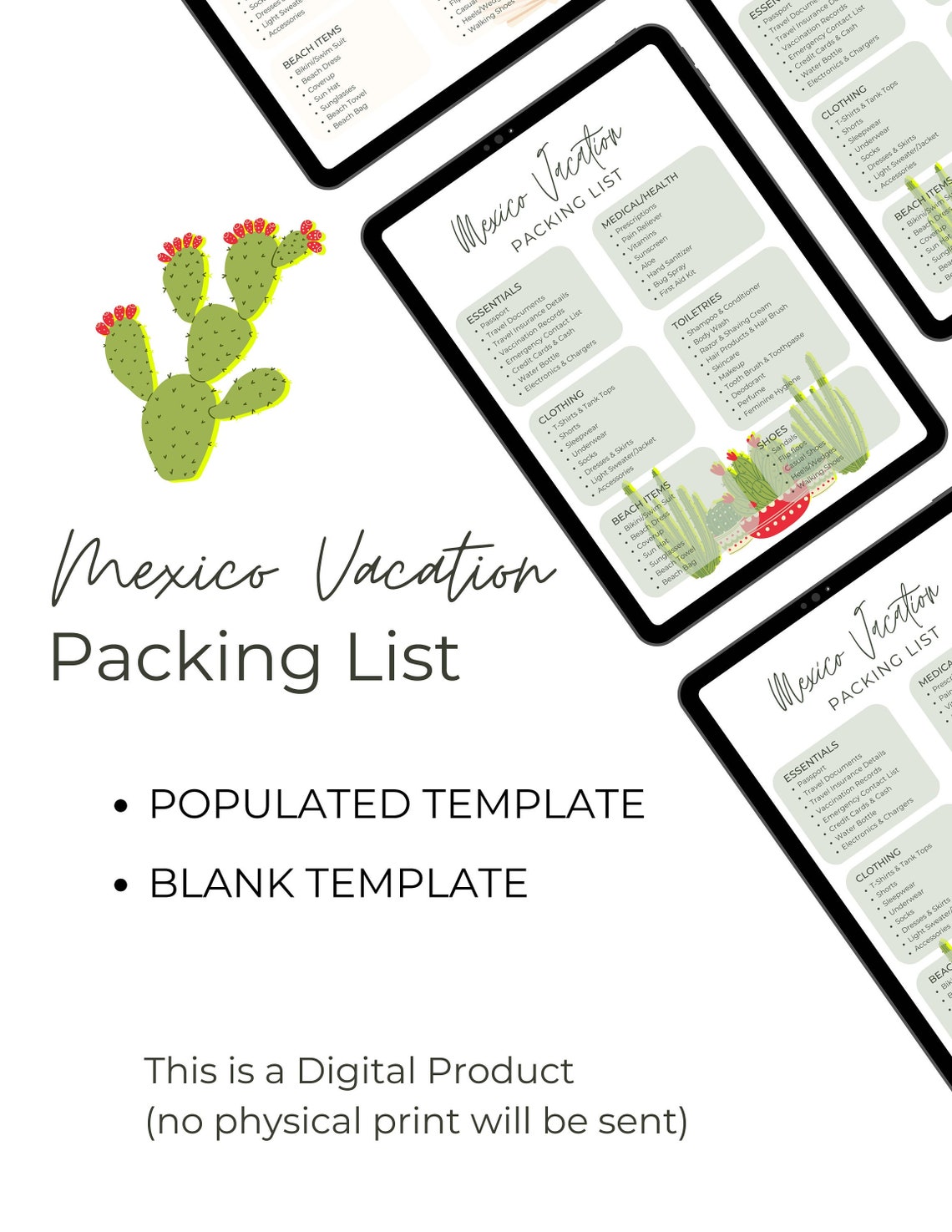 Mexico Vacation Packing List, Mexican Travel Checklist, Digital ...