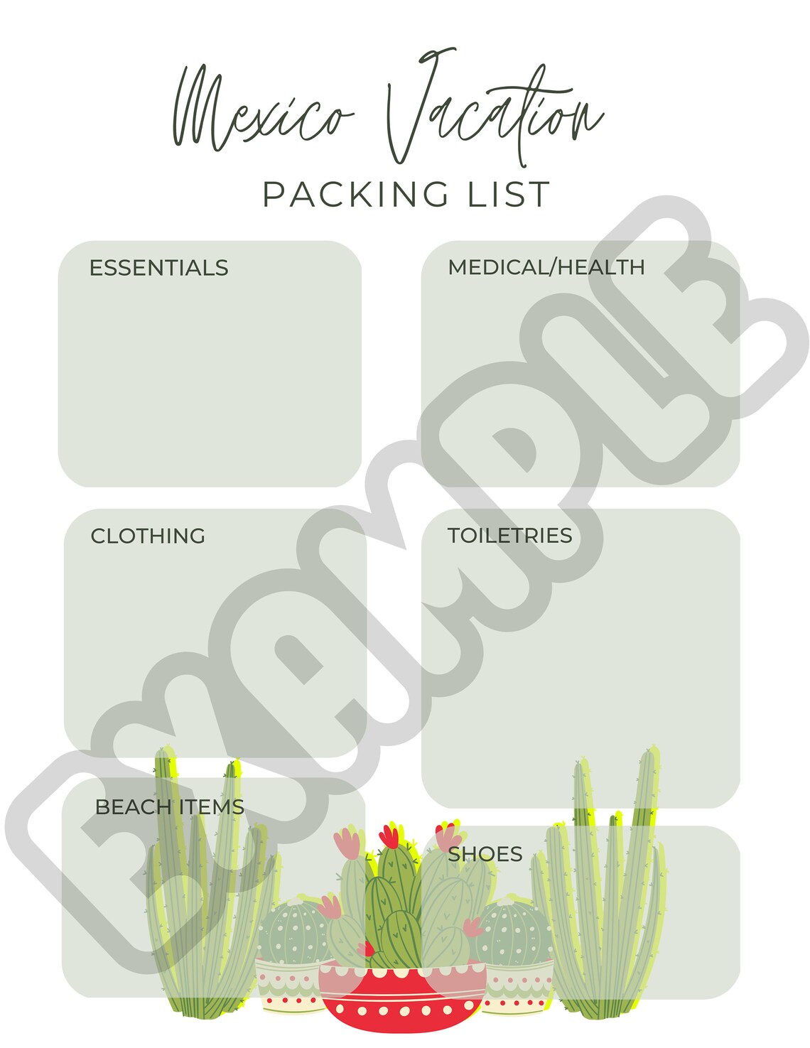 Mexico Vacation Packing List, Mexican Travel Checklist, Digital ...