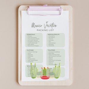 Mexico Vacation Packing List, Mexican Travel Checklist, Digital ...