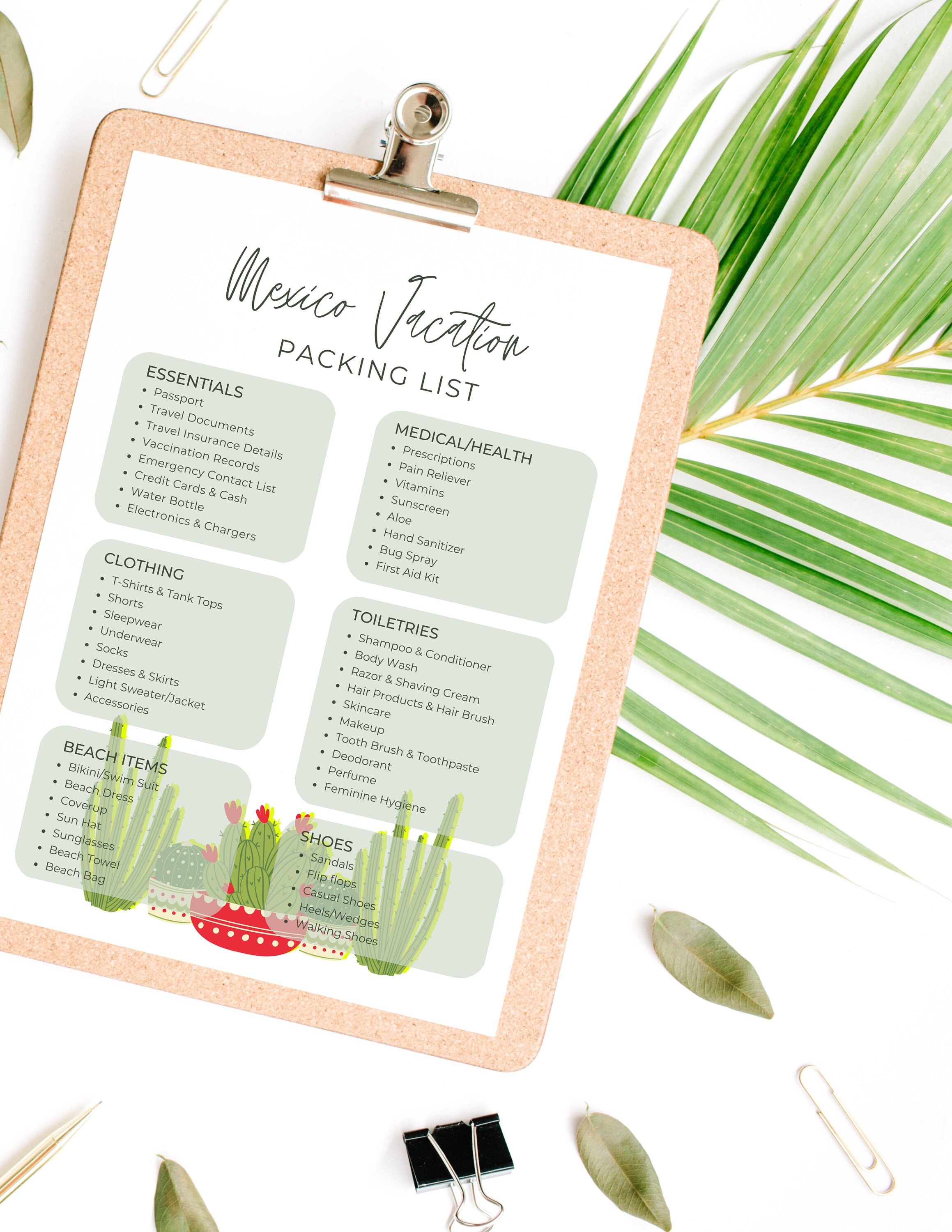 Mexico Vacation Packing List, Mexican Travel Checklist, Digital ...