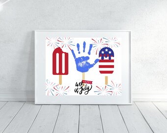 Fourth of July Handprint Craft, 4th Hand Art, Toddler Craft, Handprint ...