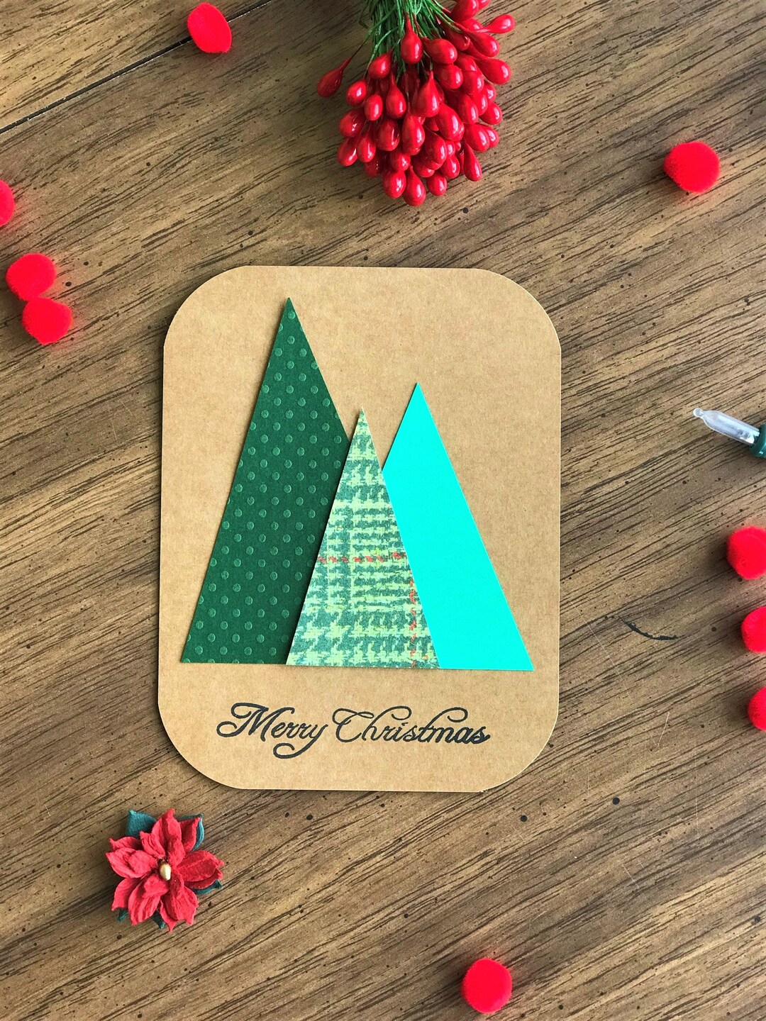 Christmas Tree Geometric Shapes Holiday Card - Etsy