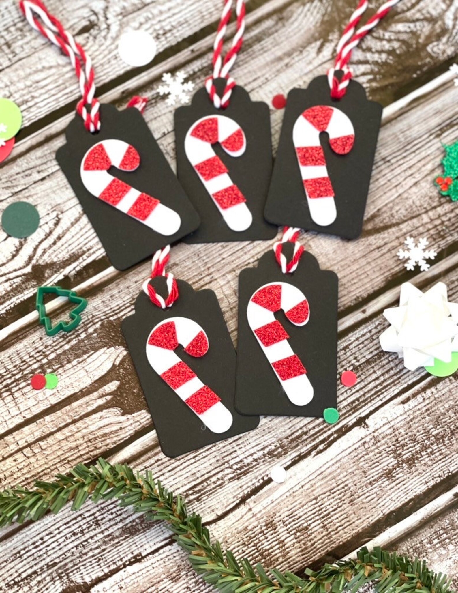 Candy Cane Christmas Gift Tags - Customizable Set of 5 or Set of 10 ...