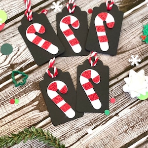 Candy Cane Christmas Gift Tags - Customizable Set of 5 or Set of 10 ...