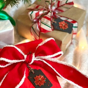 Poinsettia Christmas Gift Tags - Customizable Set of 5 or Set of 10 3-D ...