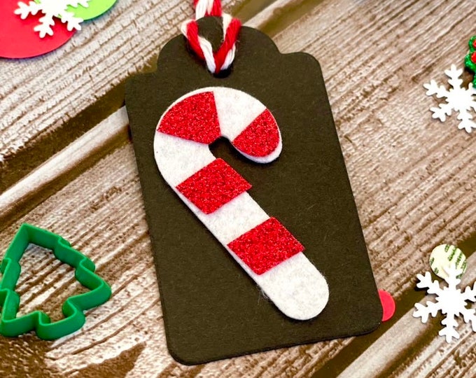 Candy Cane Christmas Gift Tags Customizable Set of 5 or Set of 10 Soft ...