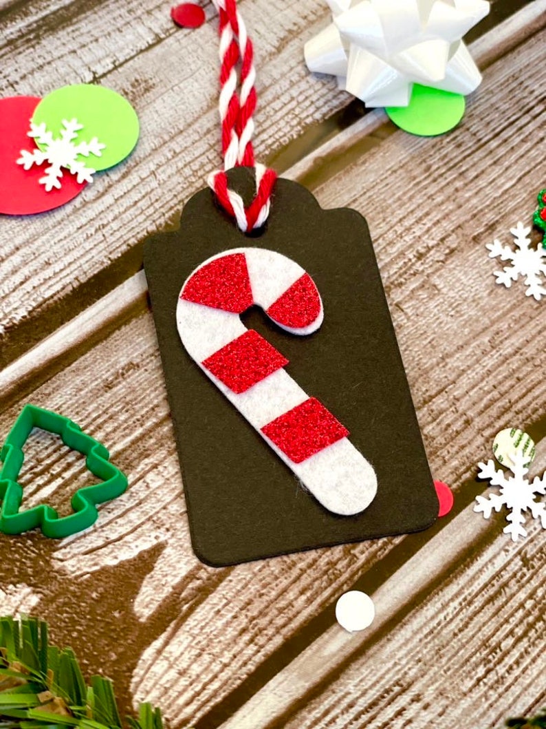 Candy Cane Christmas Gift Tags Customizable Set of 5 or Set - Etsy