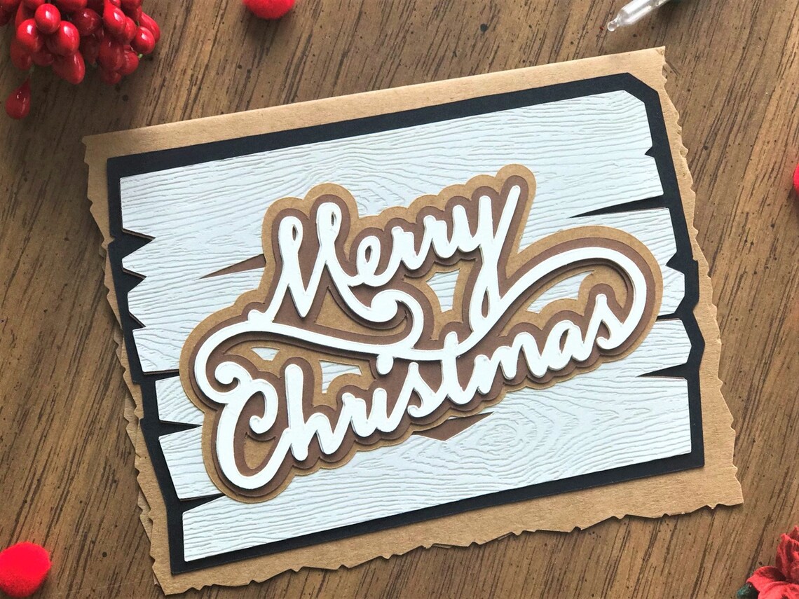 Woodsy Country-Themed Merry Christmas Holiday Card - Etsy.de