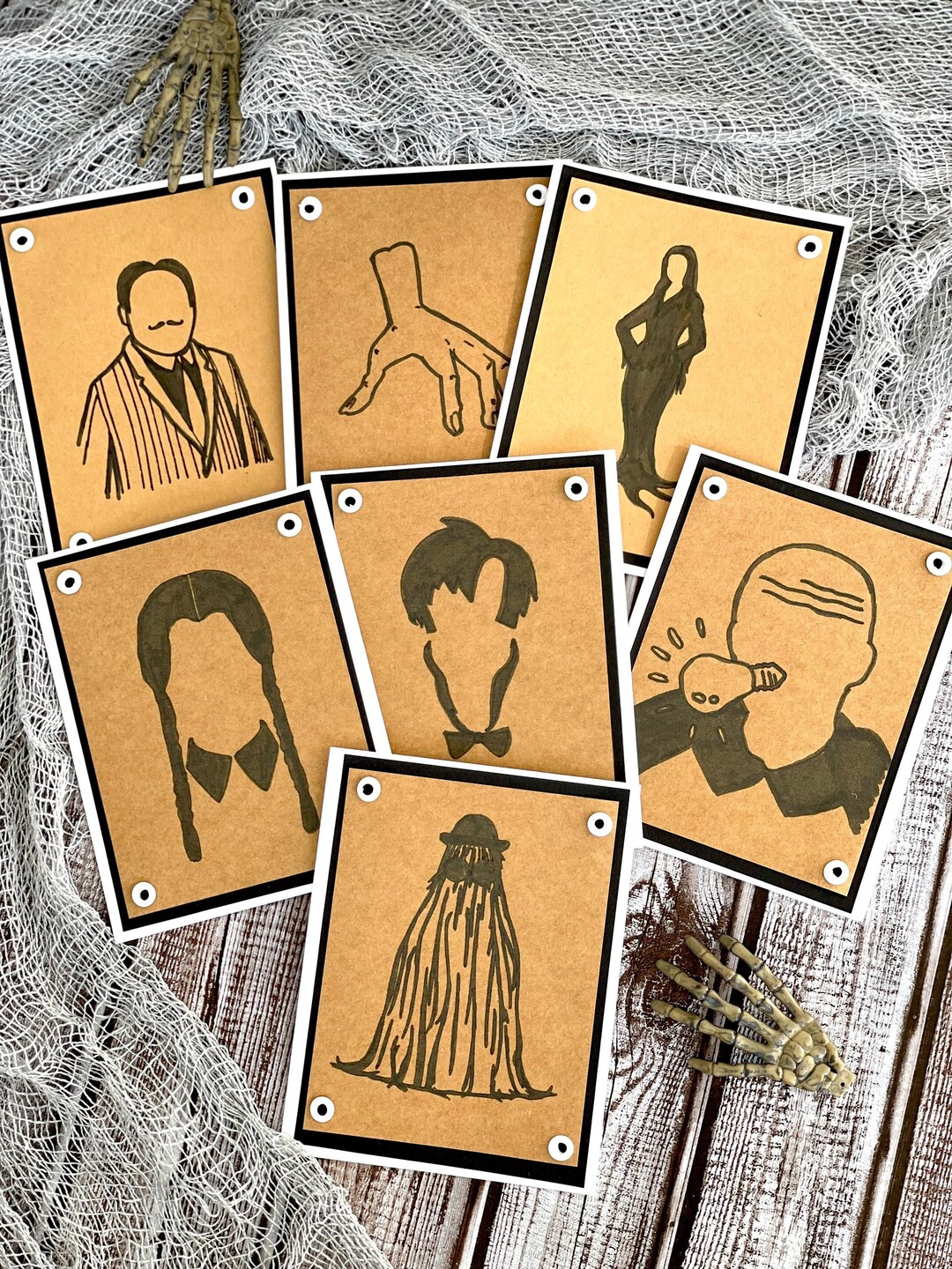 Addams Family Cards Card Sets the Addams Family Silhouette - Etsy