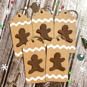 GINGERBREAD MAN Christmas Gift Tags - Customizable Set of 5 or Set of ...