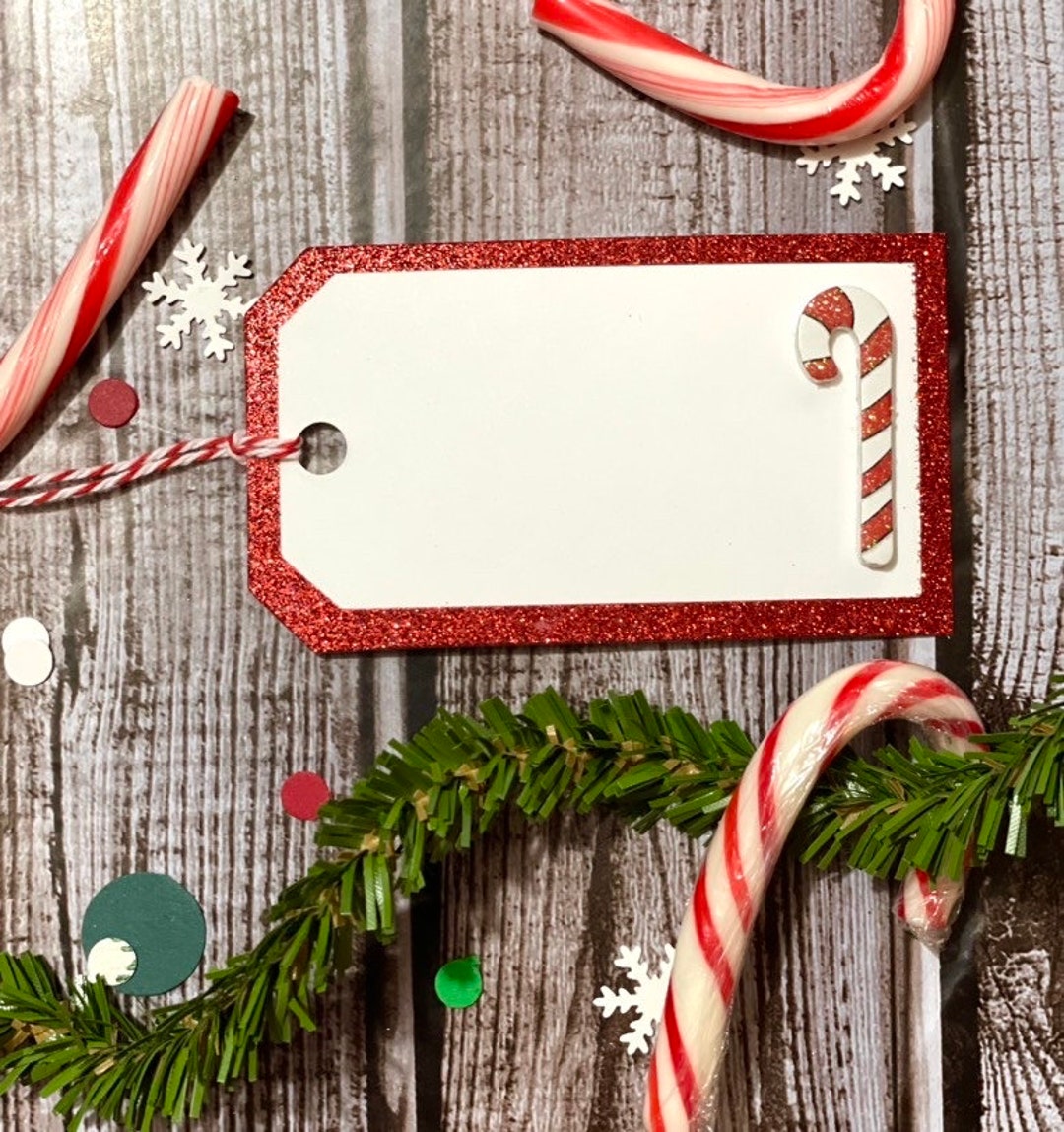 Candy Cane Christmas Gift Tags - Customizable Set of 5 or Set of 10 3-D ...