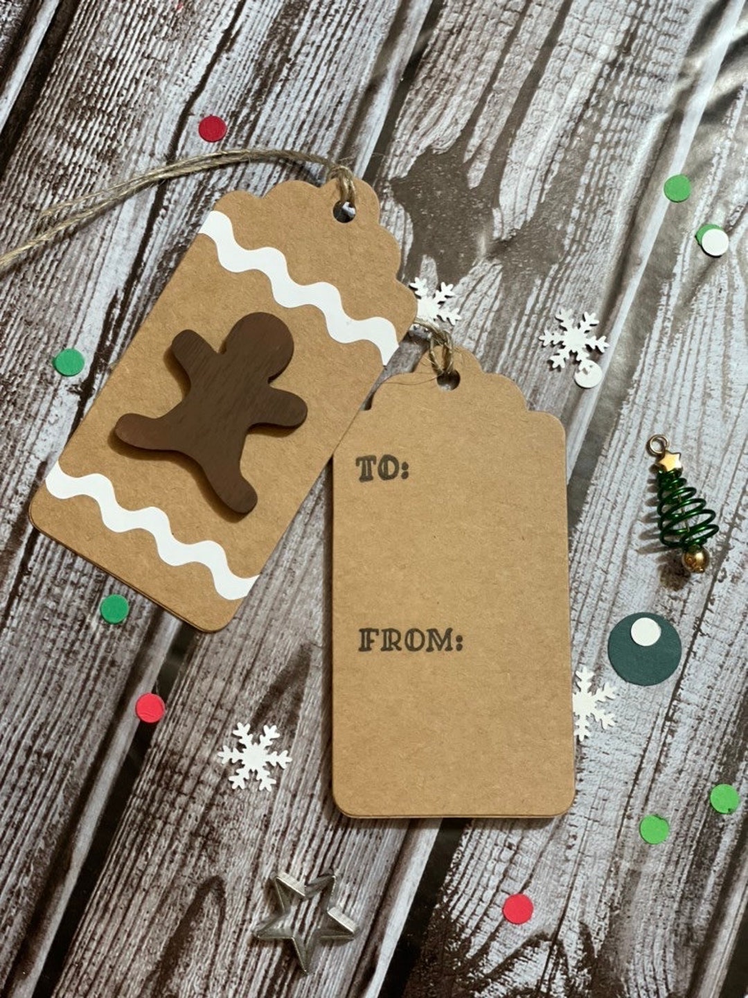 GINGERBREAD MAN Christmas Gift Tags - Customizable Set of 5 or Set of ...