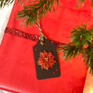 Poinsettia Christmas Gift Tags - Customizable Set of 5 or Set of 10 3-D ...