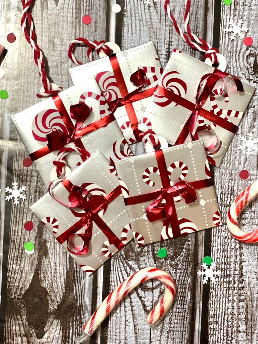 Peppermint Candy Cane Christmas Gift/present Shaped Christmas Gift Tags ...